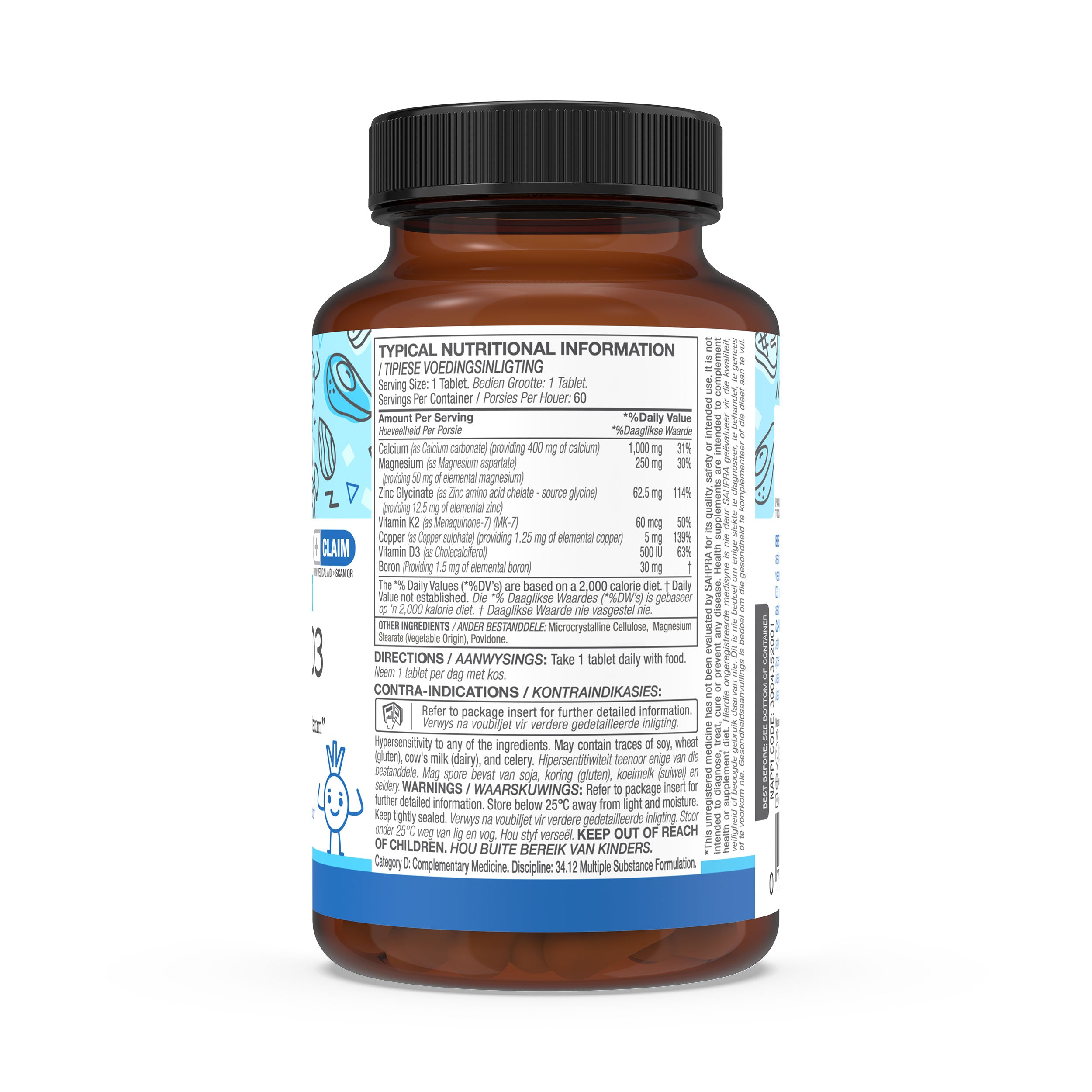 BEET Goodness Cal-Mag + D3 + Zinc + K2 60 Coated Tablets