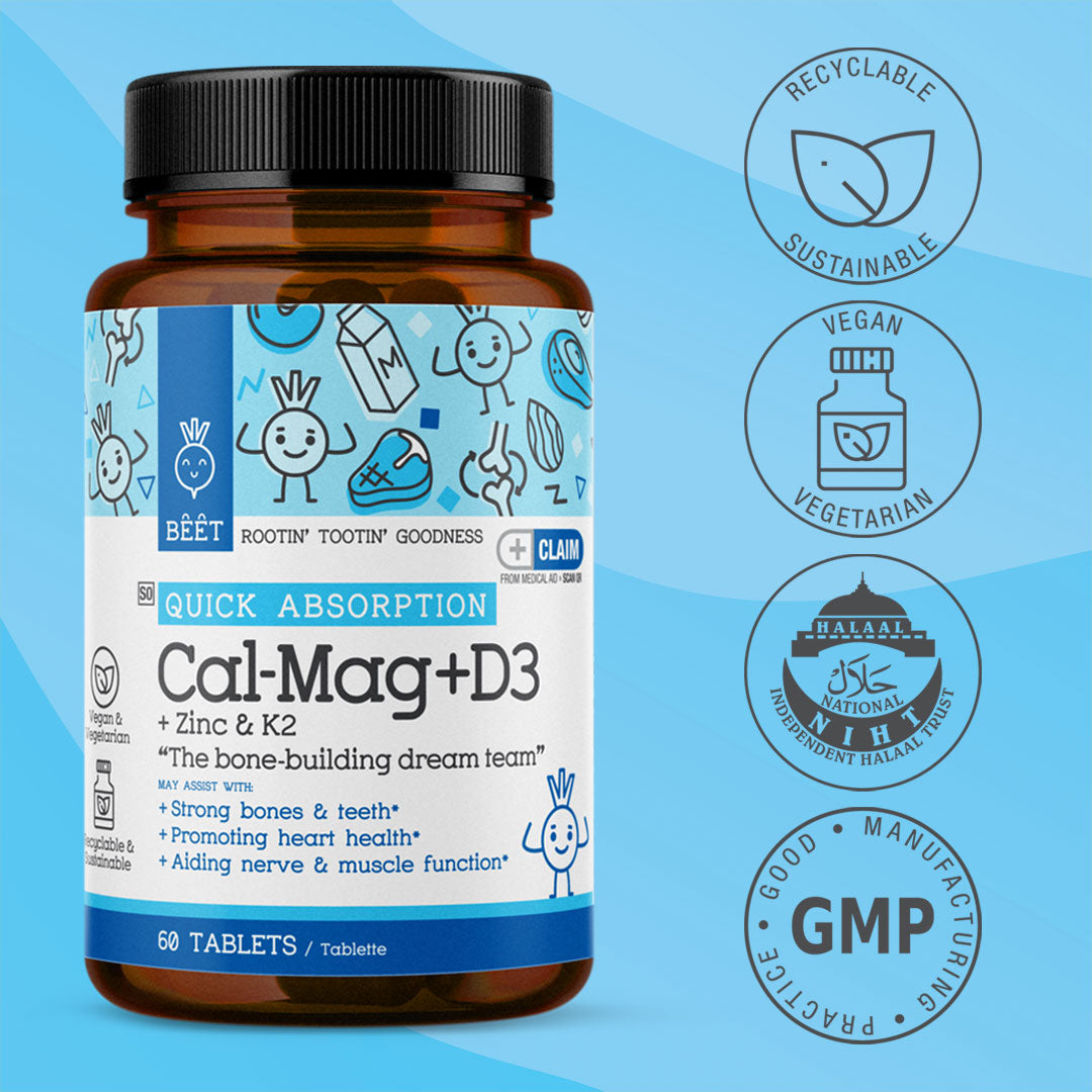 Cal-Mag+D3 + Zinc & K2 60 Tablets – BEET Goodness