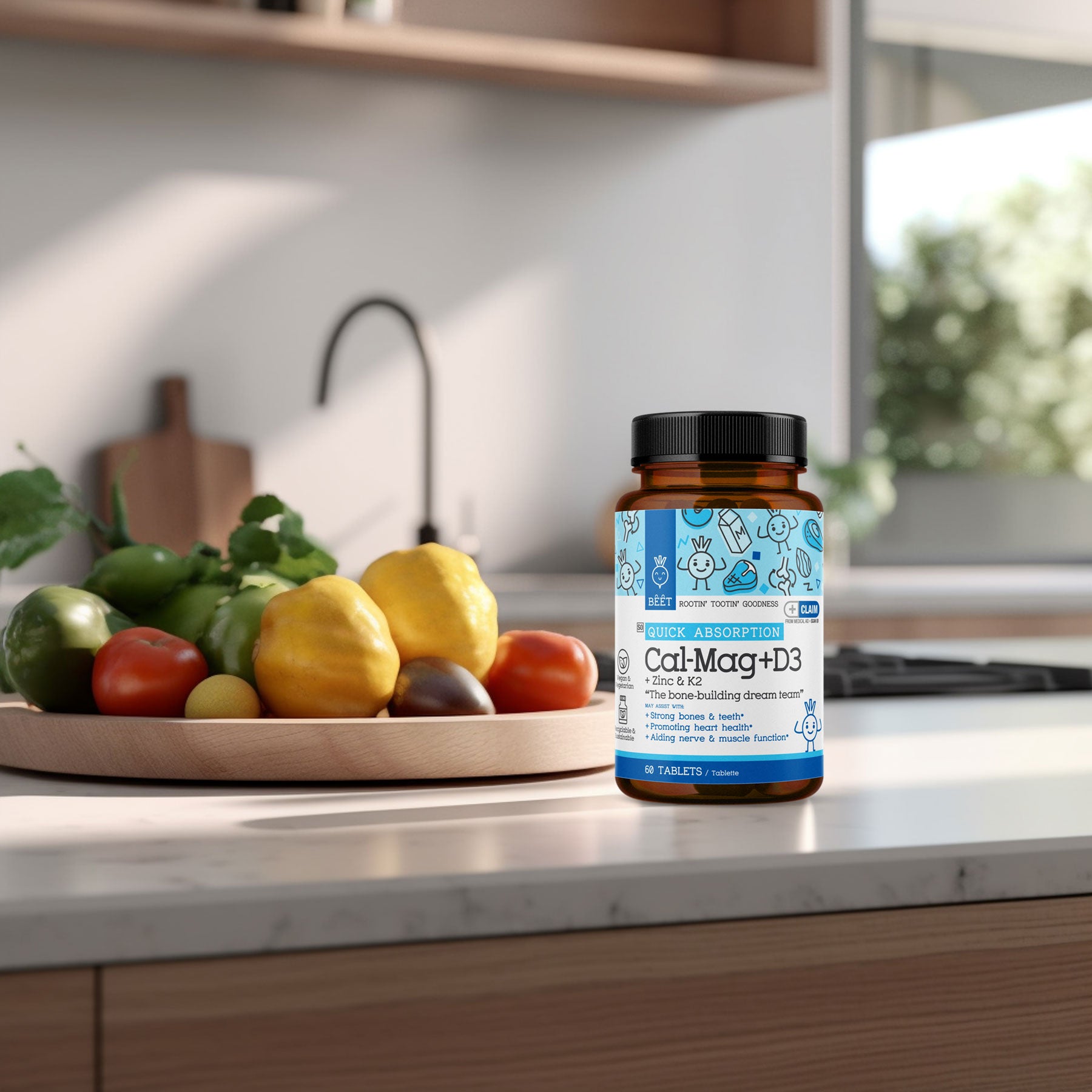 Cal-Mag+D3 + Zinc & K2 60 Tablets – BEET Goodness