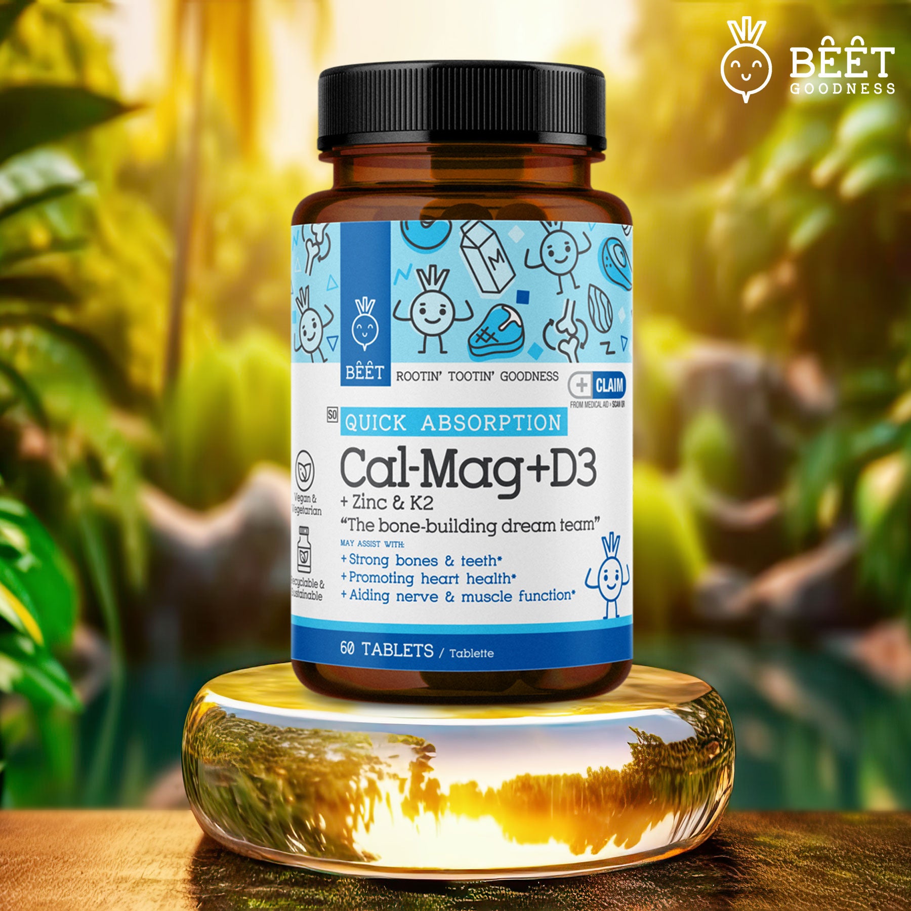 Cal-Mag+D3 + Zinc & K2 60 Tablets – BEET Goodness