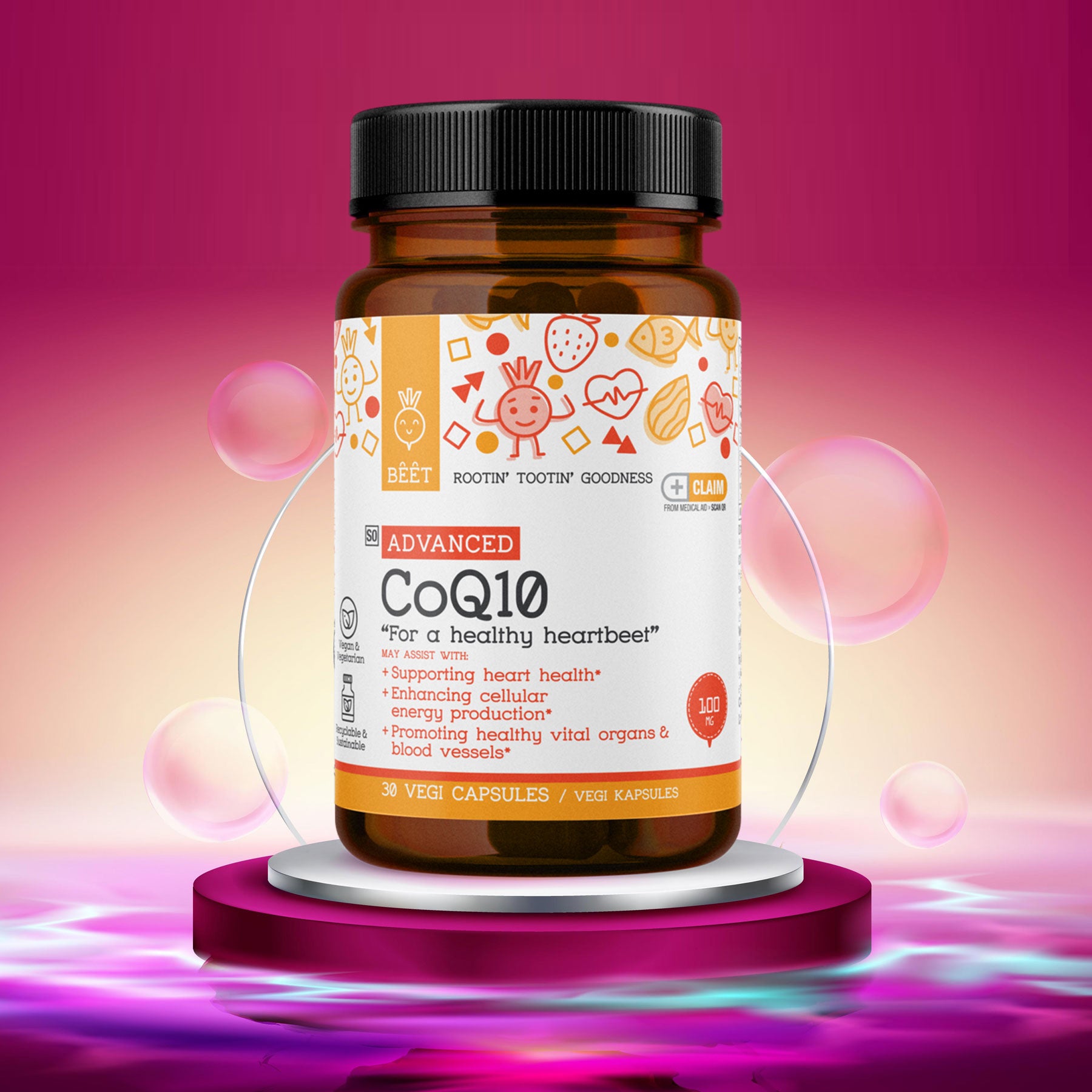 Coenzyme Q10 (CoQ10) Advanced 100mg with Bioperine 5mg 30 Vegi Capsule – BEET Goodness
