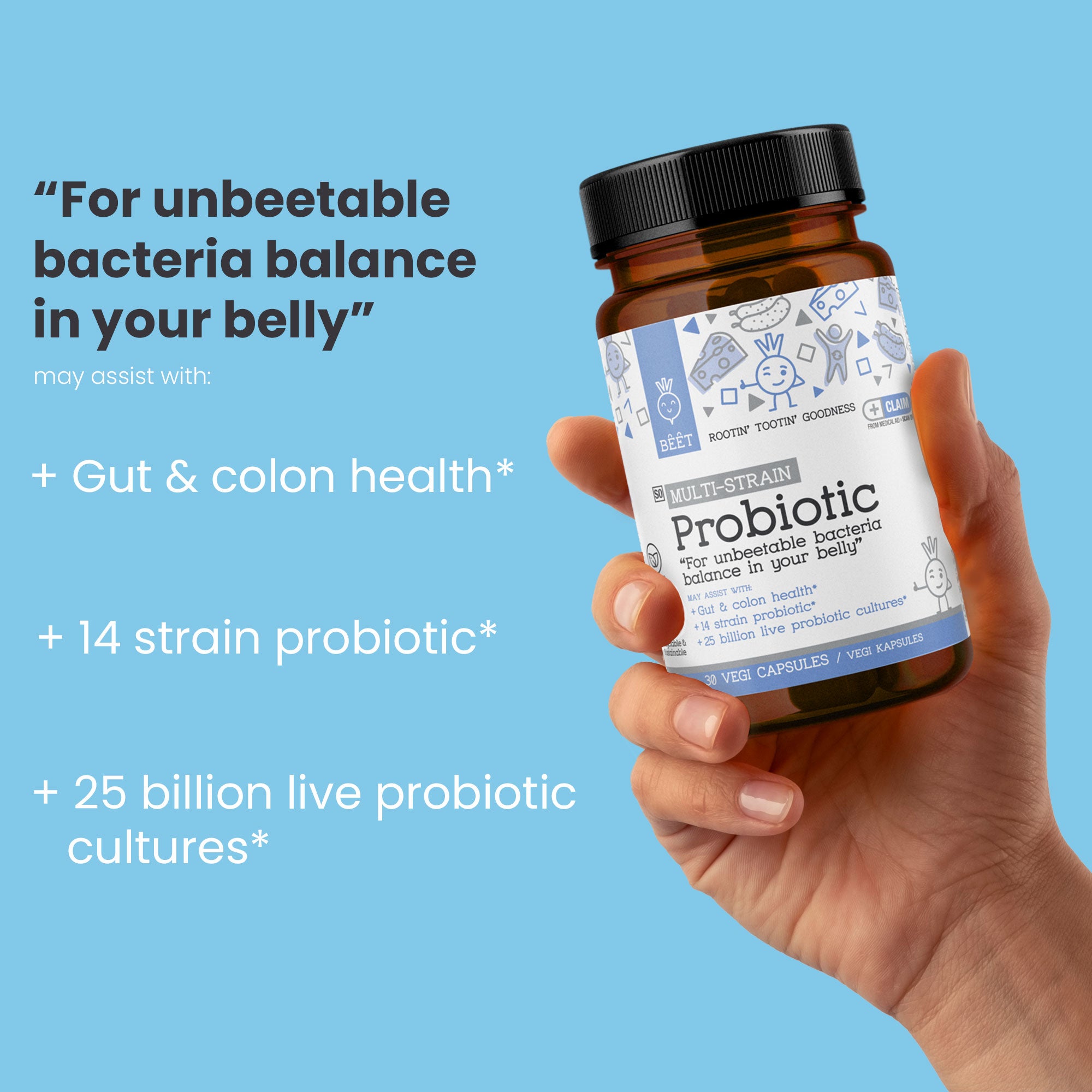 Multi-Strain Probiotic 30 Vegi Capsules – BEET Goodness