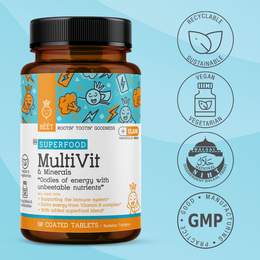 Superfood Multivitamin with Minerals 60 Coated Tablets – BEET Goodness