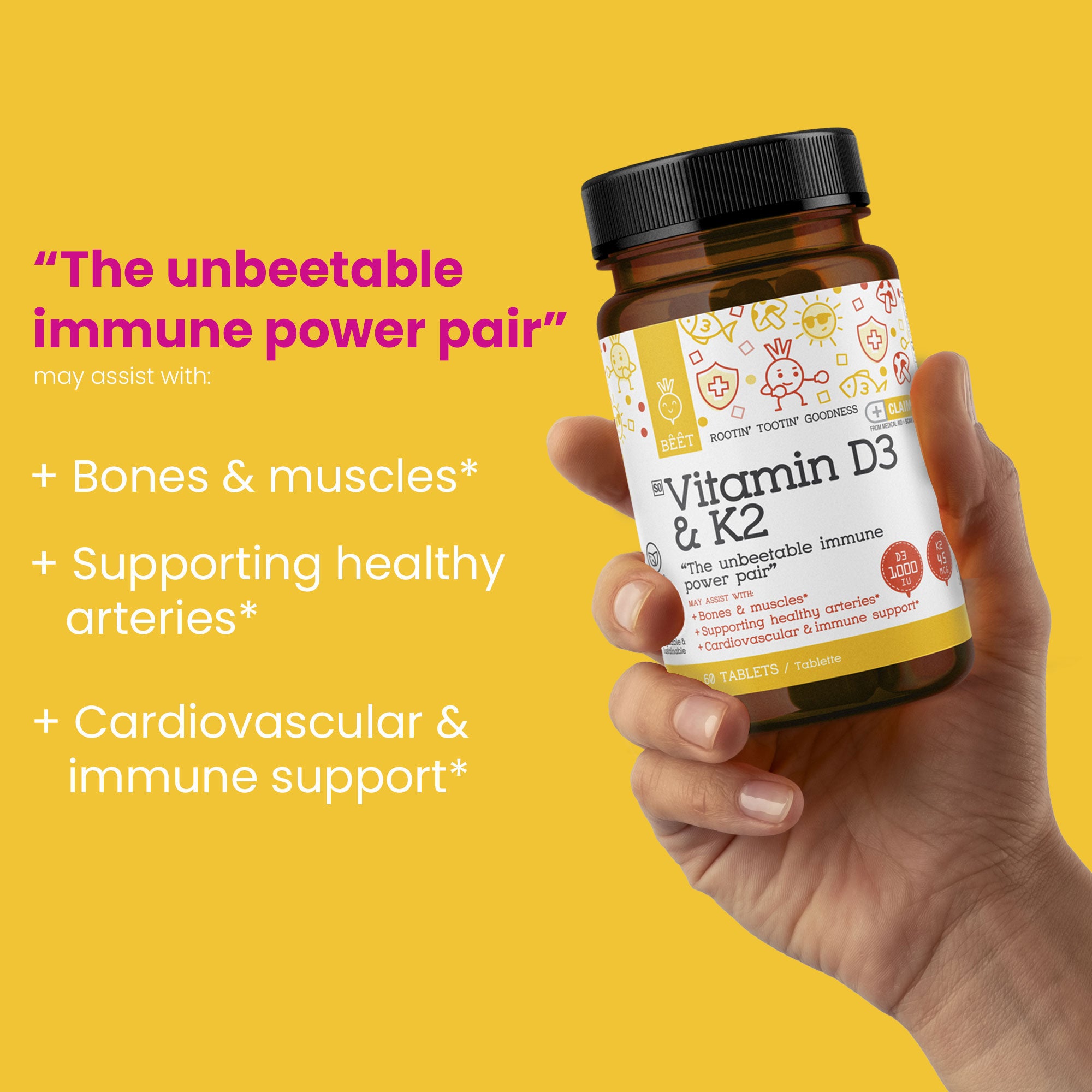 Vitamin D3 & K2 60 Tablets – BEET Goodness