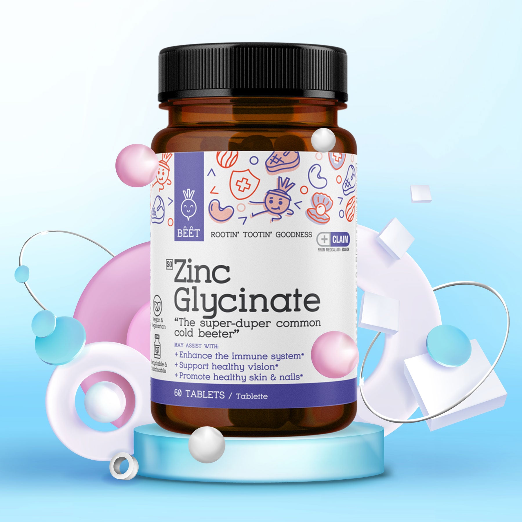 Zinc Glycinate 60 Tablets – BEET Goodness
